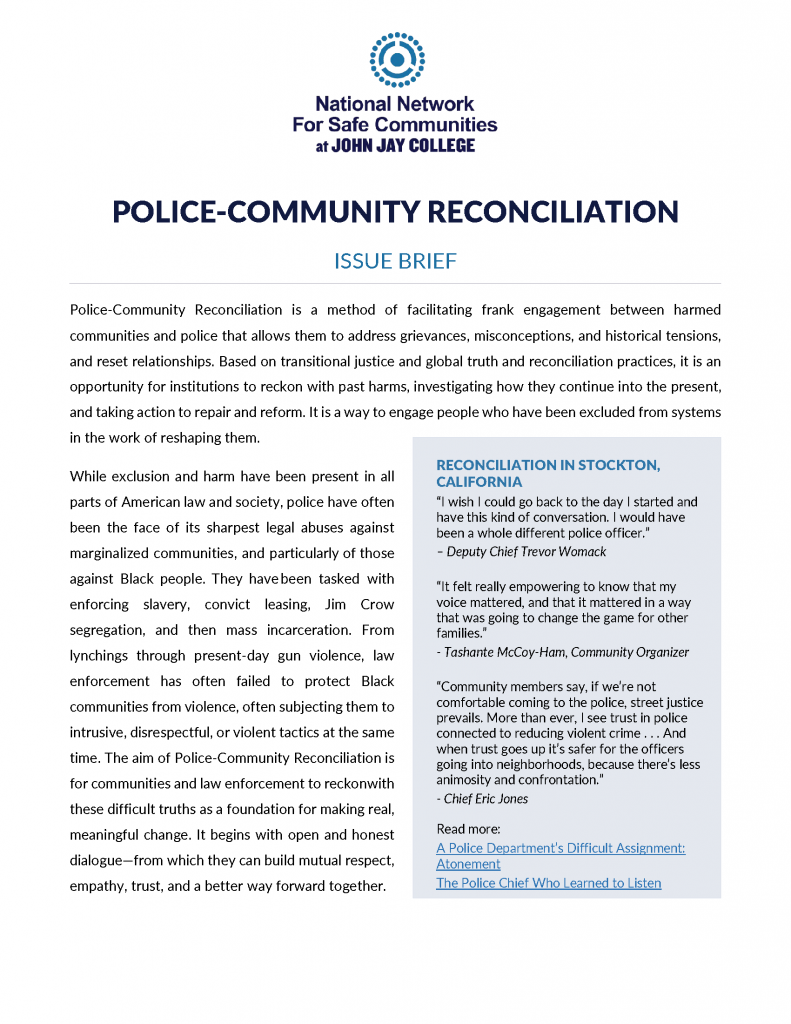 Reconciliation - National Network for Safe Communities (NNSC)